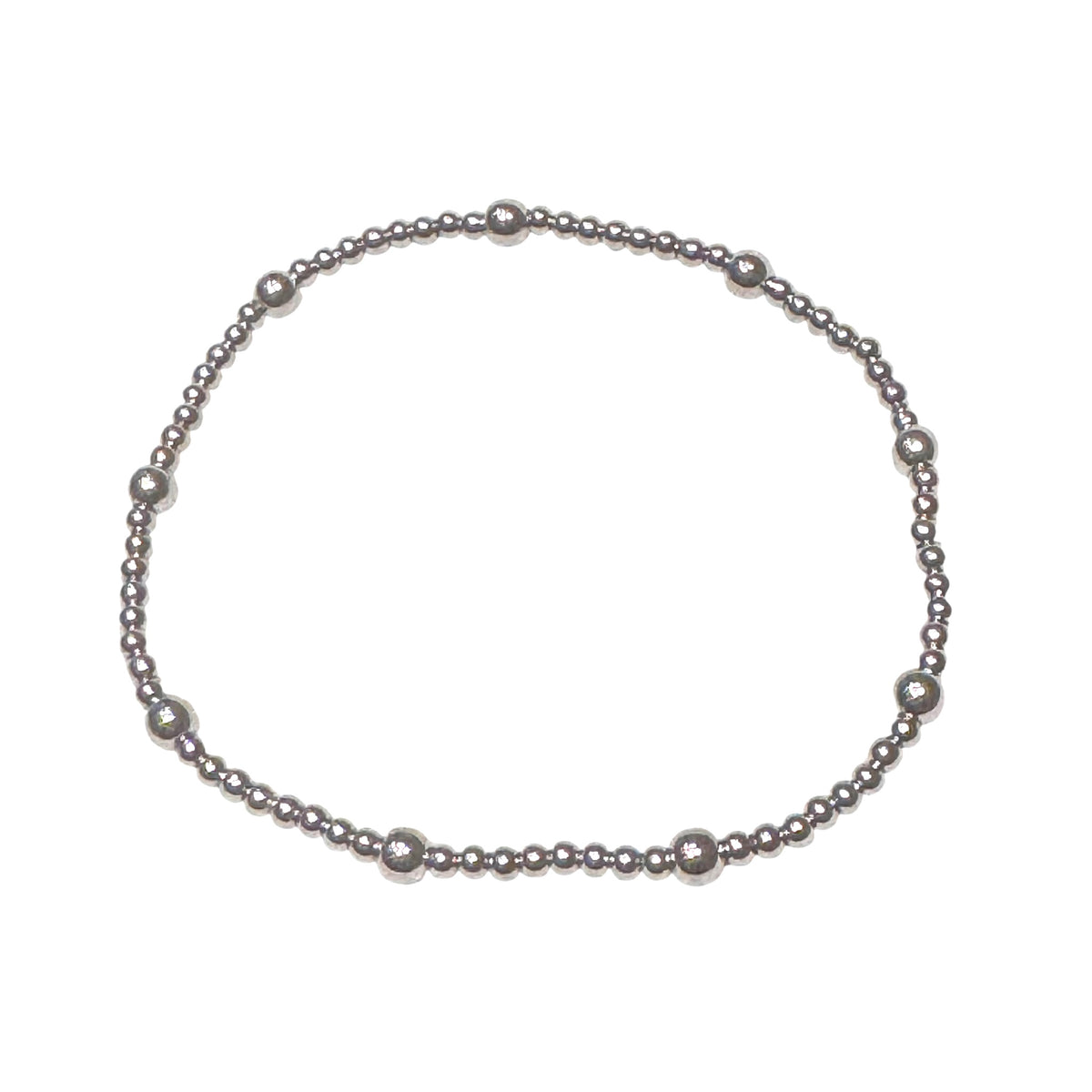 Silver 2mm/4mm Stretch Beaded Bracelet – Accessorize Me