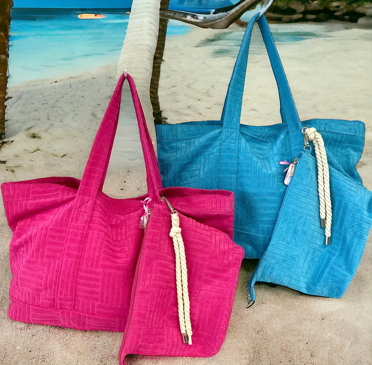 The New Terry Cloth Beach Tote And Pouch – Accessorize Me