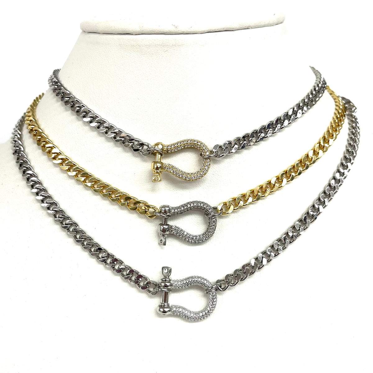 Pave Horse Bit Charm On Curb Chain Necklace – Accessorize Me