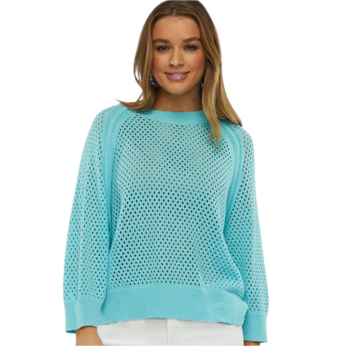 Aqua Holey Sweater by Zaket and Plover – Accessorize Me